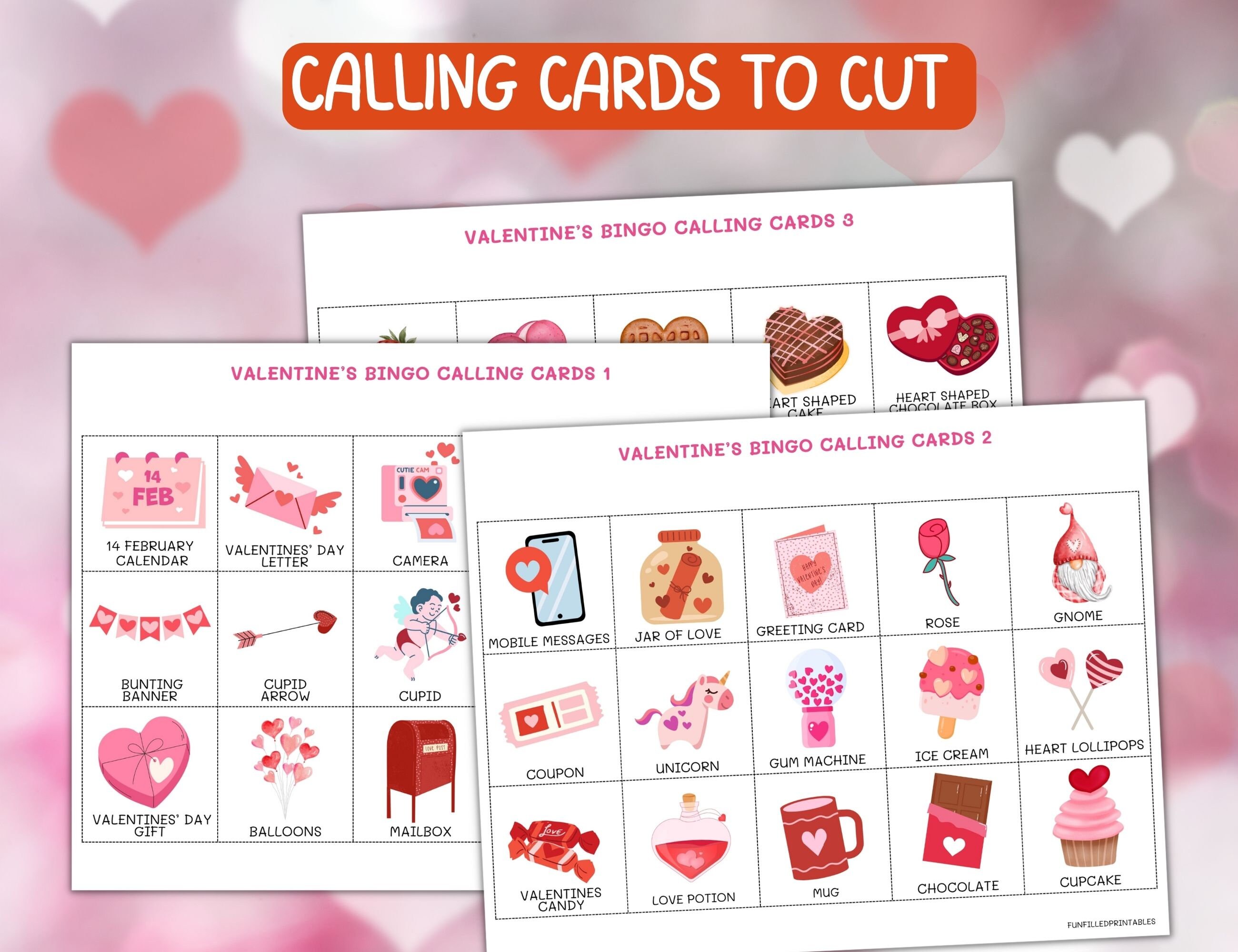 Valentines Day Bingo Kids, 30 Printable Valentines Bingo Cards ...