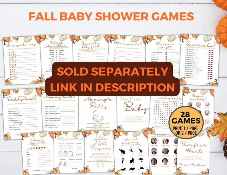 Pumpkin Baby Bingo, Fall Baby Shower Bingo Cards 100, Fall Baby Shower ...