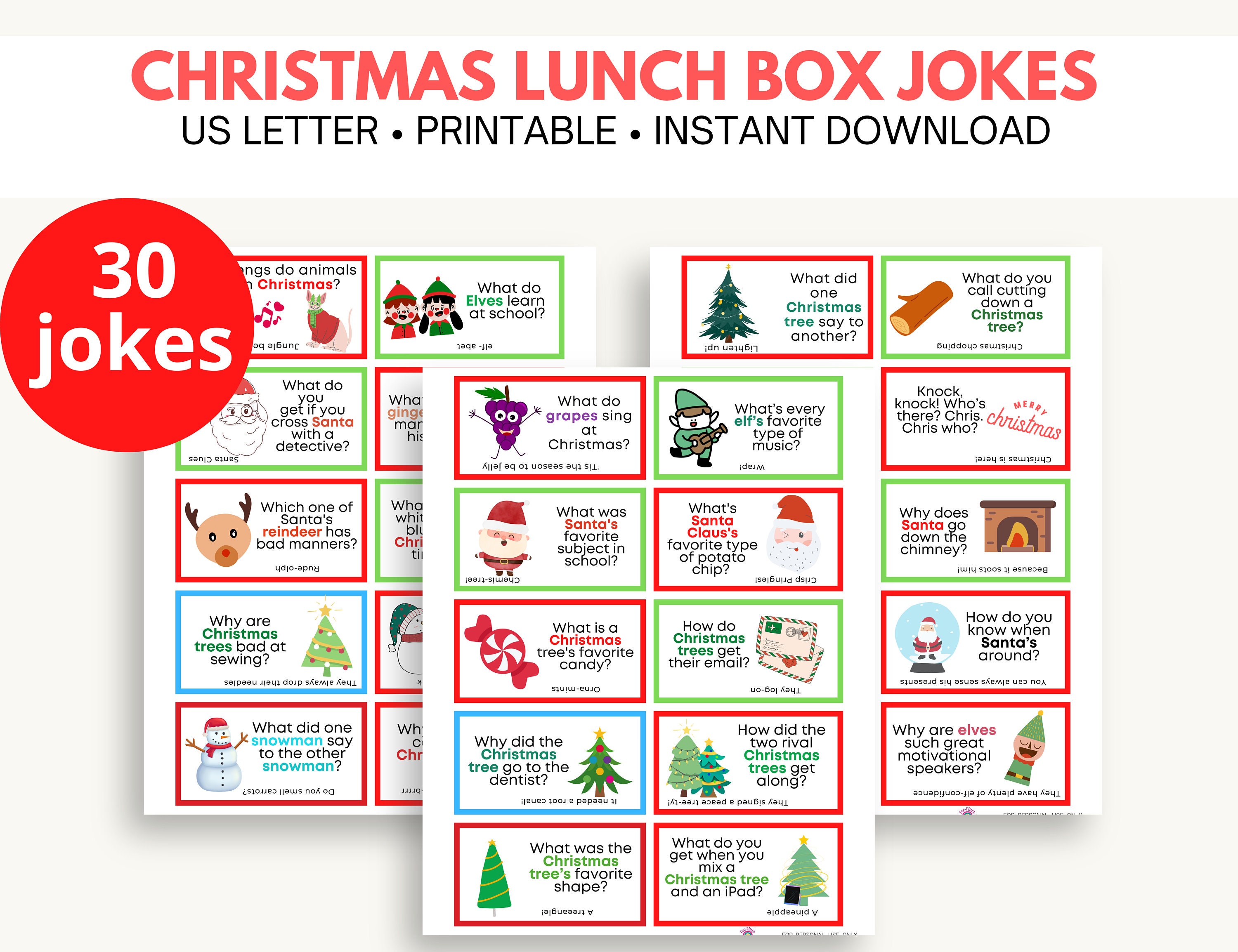 Printable Christmas Lunchbox Jokes, December Christmas Lunch Box Notes ...