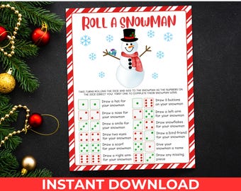 Roll a Snowman Dice Game, Printable Christmas Game, Holiday Classroom ...