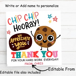 Printable Cookie Tag Chip Chip Hooray, Teacher Appreciation Week ...