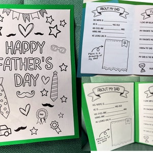 Printable Coloring Happy Father's Day Card, All About Dad Fill in the ...