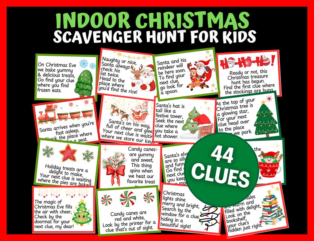 Xmas Scavenger Hunt for Kids, Printable Christmas Scavenger Hunt ...