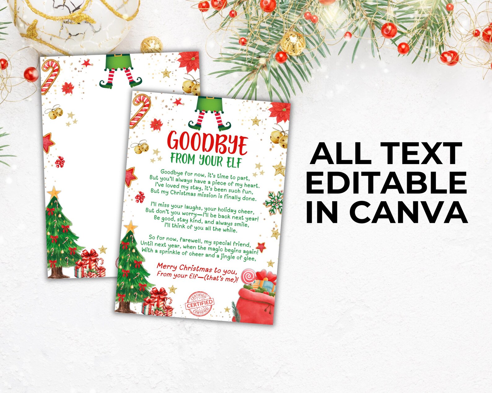 Elf Goodbye Letter, Editable Elf Departure Letter, Christmas Elf ...