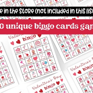 30 Valentines Day Bingo Game Cards, Printable Valentines Bingo ...