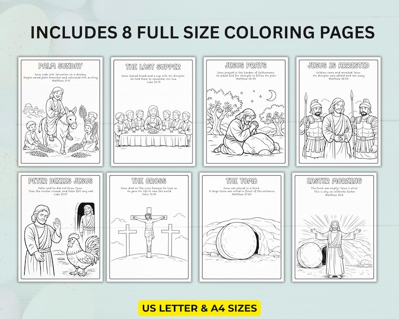 Holy Week Timeline Coloring Page – Easter Story Lesson, Palm Sunday ...