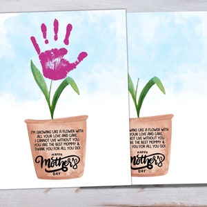 Printable Mother's Day Handprint Art, Flower Handprint Craft, DIY ...