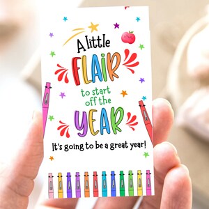 Back to School Teacher Gift Tag, Flair Pen Gift Tag, First Day of ...