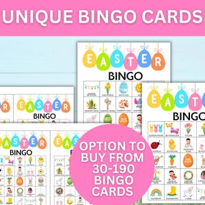 50 Easter Bingo Cards, Easter Bingo Game, Easter Activity for Kids ...