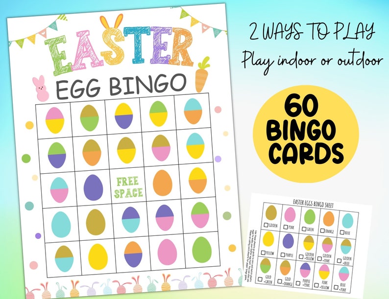 Easter Egg Bingo 60 Easter Bingo Cards Easter Party Games - Etsy