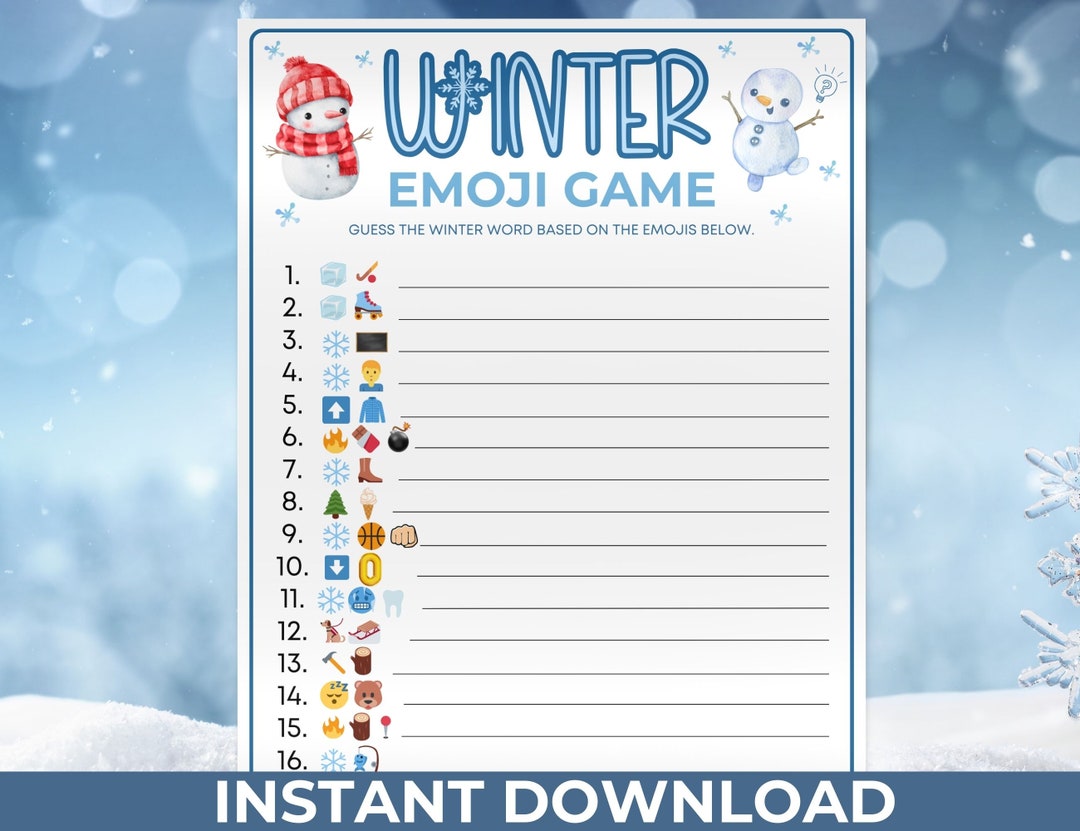 Winter Emoji Game, Printable Winter Games, Fun Winter Activities for ...