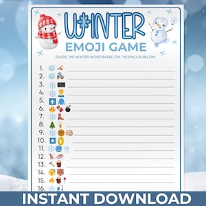 Winter Emoji Game, Printable Winter Games, Fun Winter Activities for ...