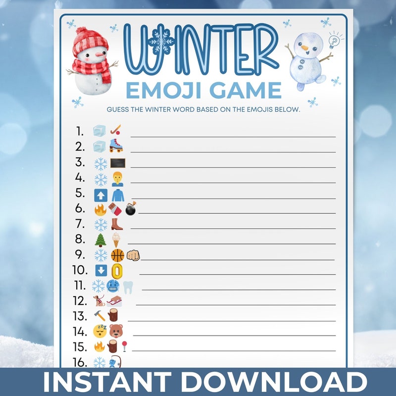 Winter Themed Emoji Game - Etsy