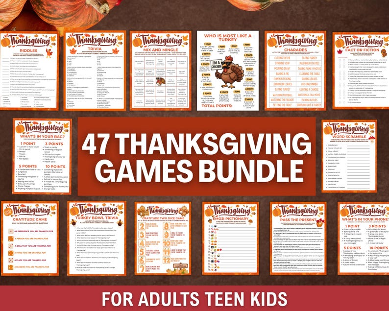Thanksgiving Games Printable, Friendsgiving Games, Party Games for Kids ...