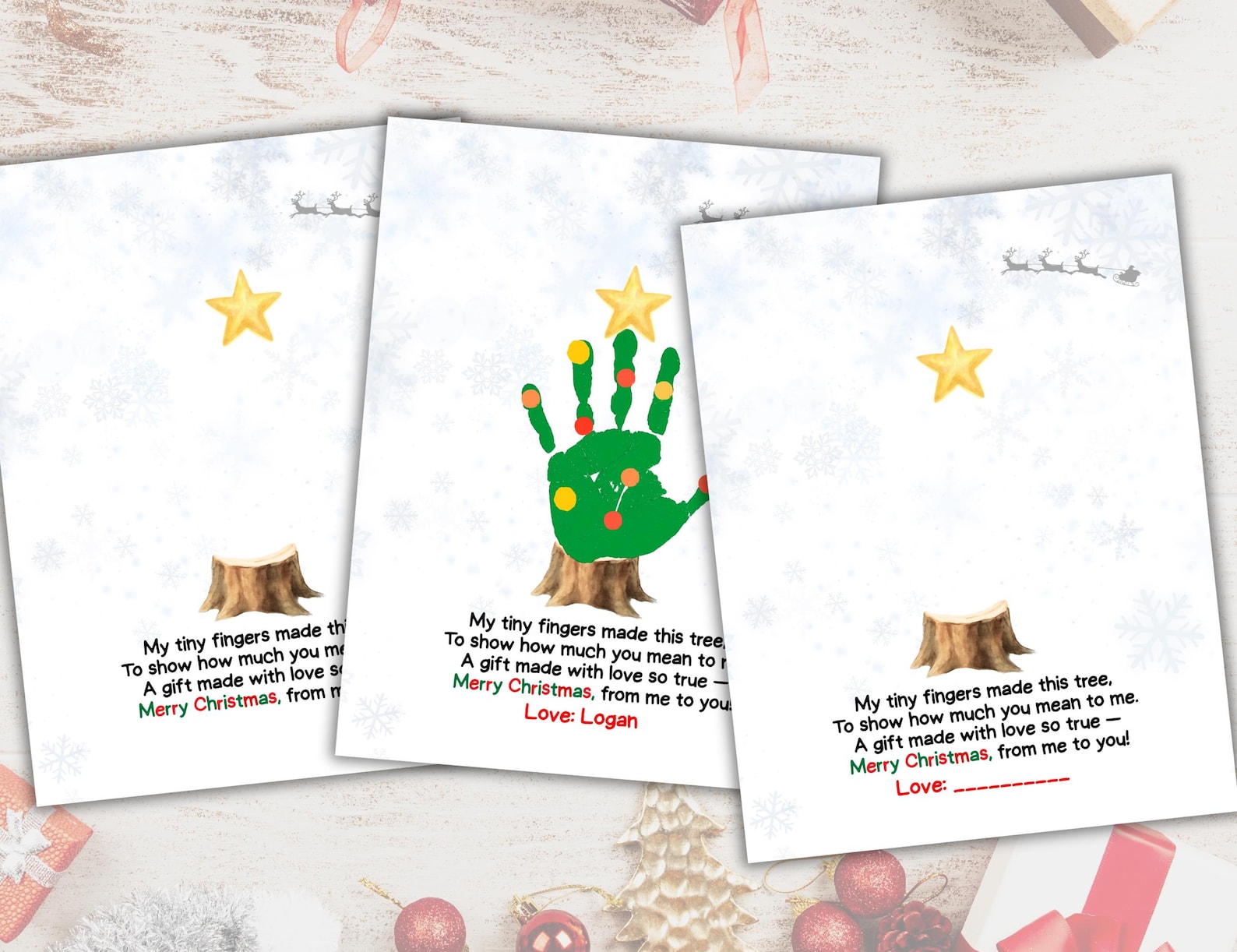 Christmas Handprint Art, Xmas Tree Handprint Poem, DIY Xmas Card,gift ...