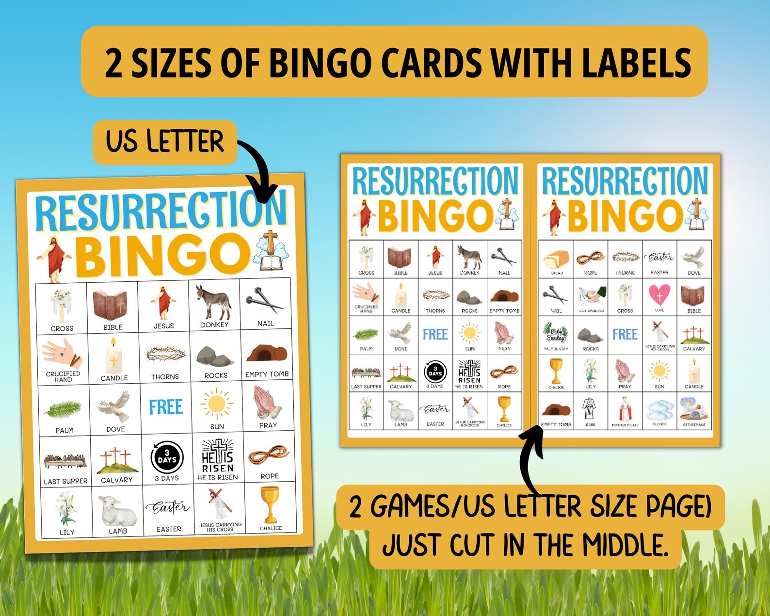 30 Resurrection Bingo Cards, Religious Easter Bingo, Easter Story Kids ...