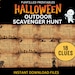 Outdoor Halloween Scavenger Hunt, Kids Halloween Treasure Hunt Clues ...