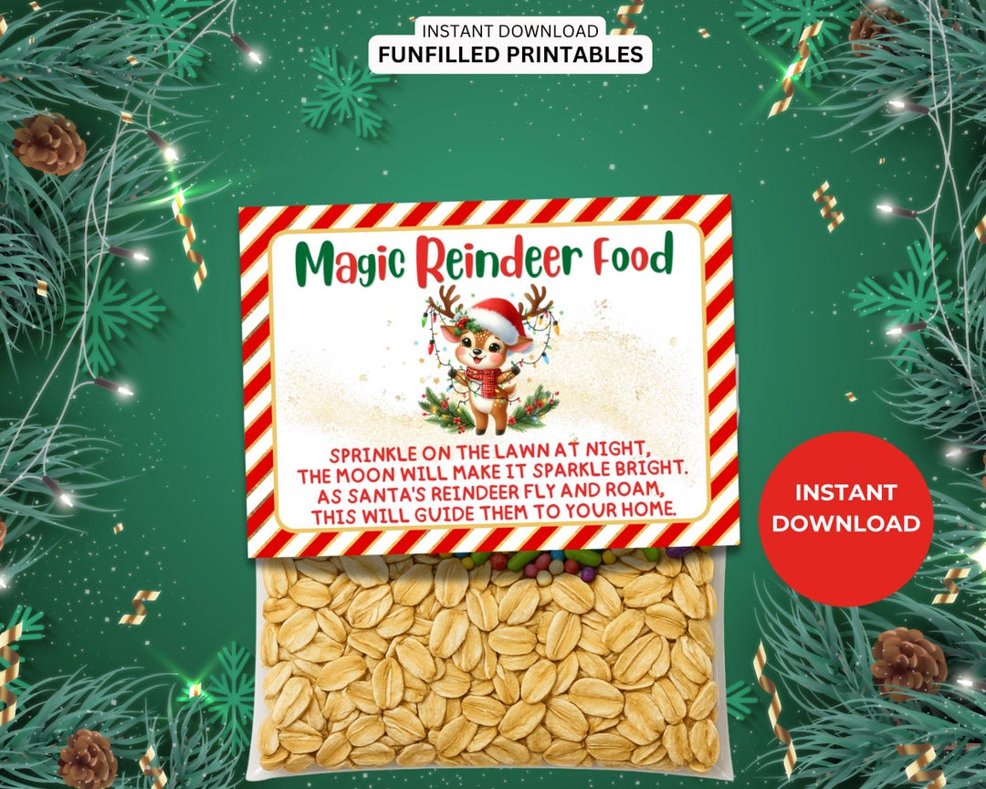 Magic Reindeer Treat Bag Toppers Printable, Christmas Treat Bag ...