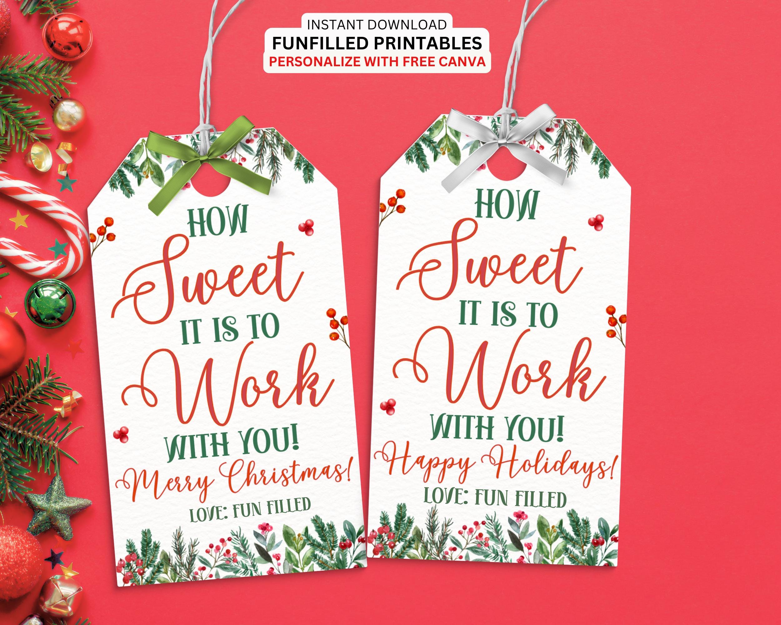 Christmas Coworker Gift Tag, Sweet to Work With You Coworker Holiday ...