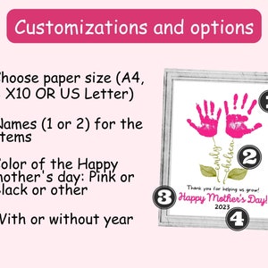 Mother's Day Handprint Craft Personalized, Flower Handprint Art With ...
