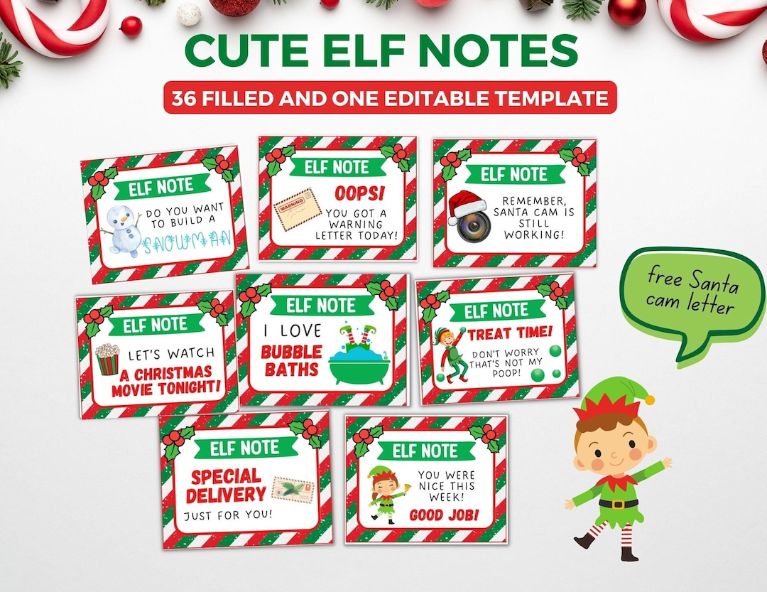 Printable Elf Notes for Kids, Elf Messages, Elf Activities, Elf Notes ...