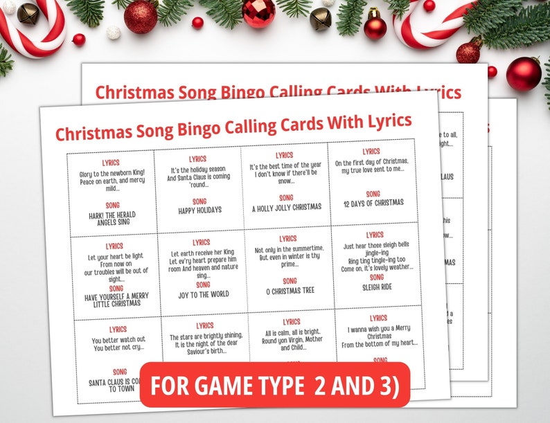 Christmas Song Bingo, 100 Christmas Music Bingo Cards, Christmas Carol ...