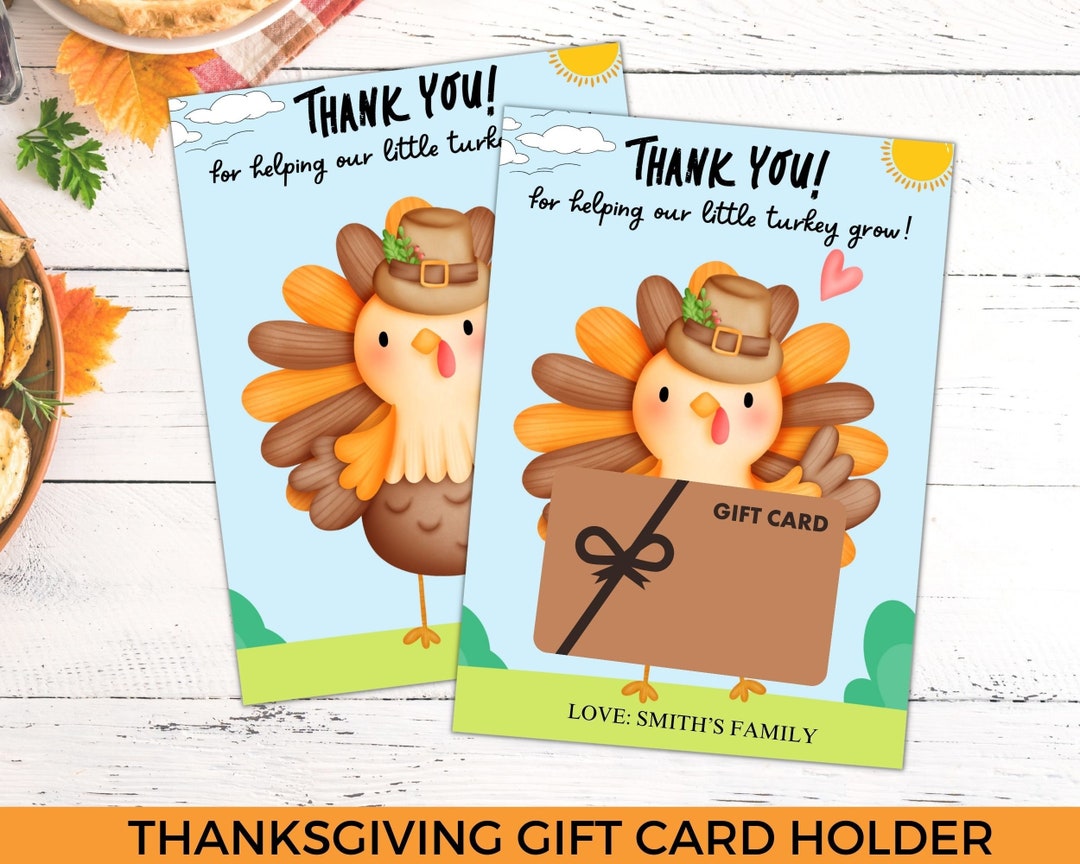 Printable Thanksgiving Teacher Gift Card Holder, Fall Teacher Thank You ...