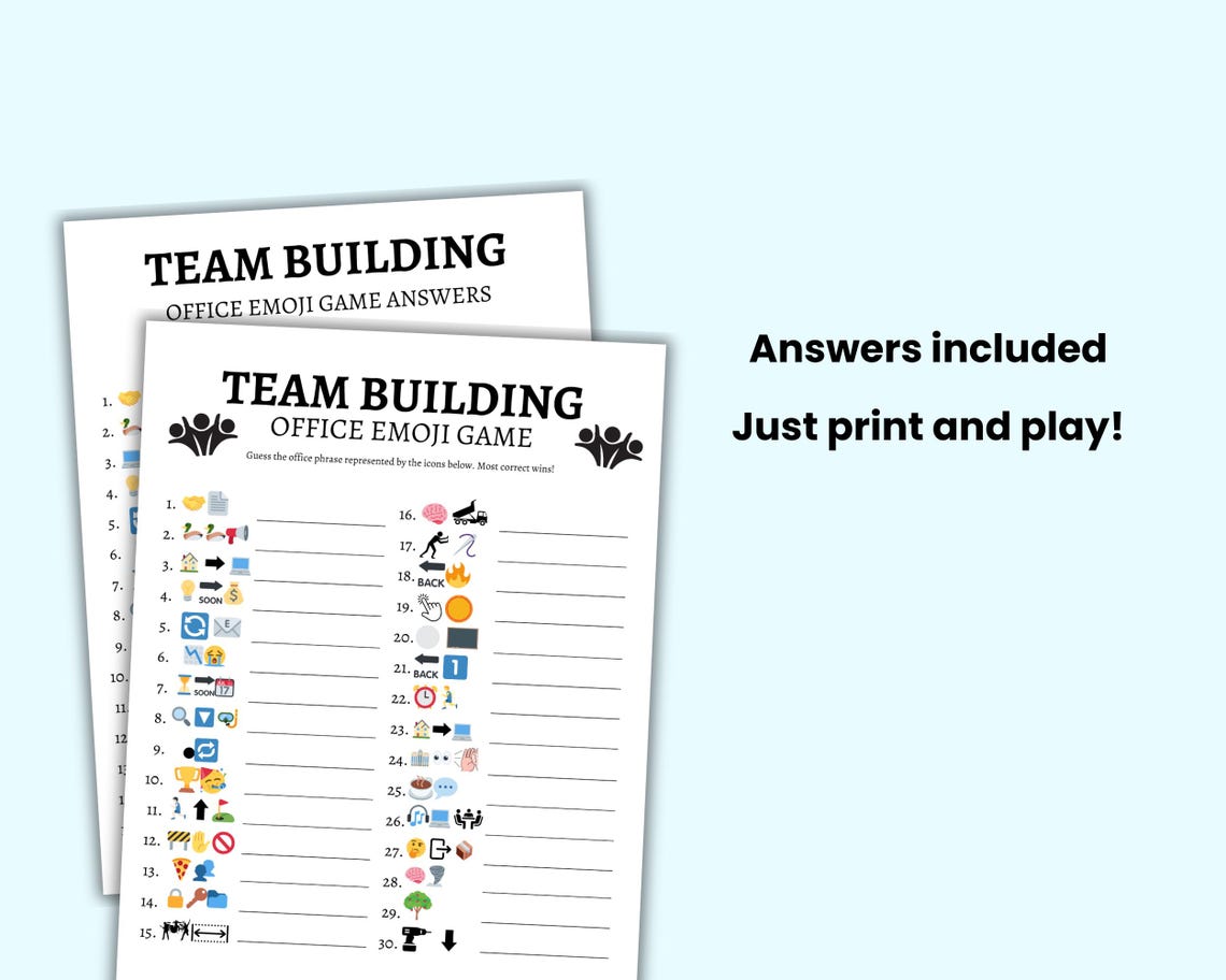 Team Building Games, Office Emoji Game, Team Trivia Game, Work Office ...