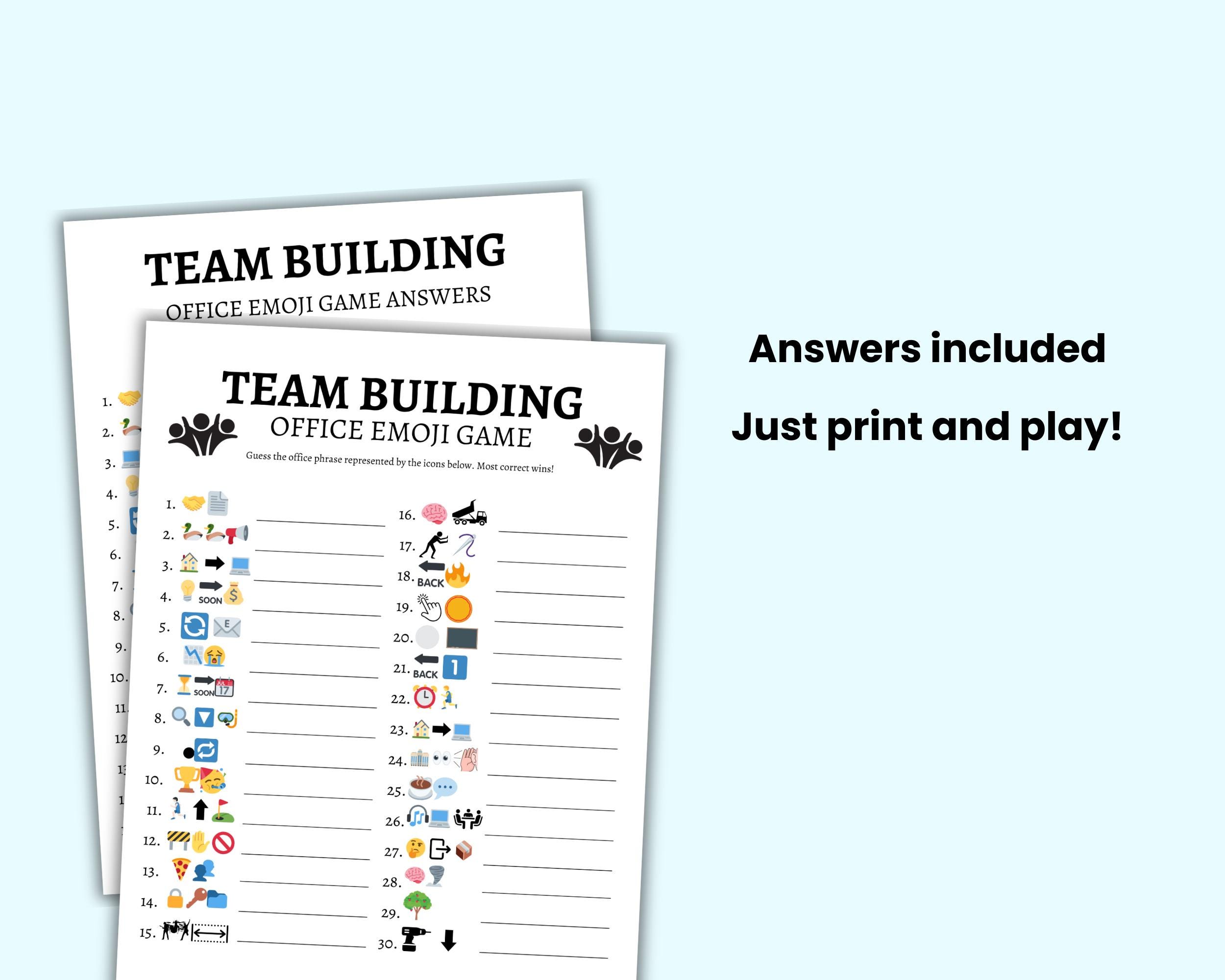 Team Building Games, Office Emoji Game, Team Trivia Game, Work Office ...