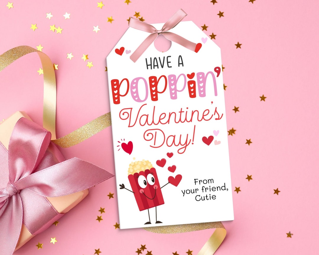 Popcorn Valentine, Poppin Valentine Tag, Classroom Valentines Day Gift ...