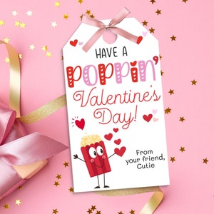 Popcorn Valentine, Poppin Valentine Tag, Classroom Valentines Day Gift ...
