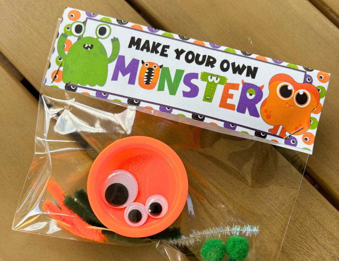 Halloween Make Your Own Monster Bag Topper Printable, Halloween Bag ...
