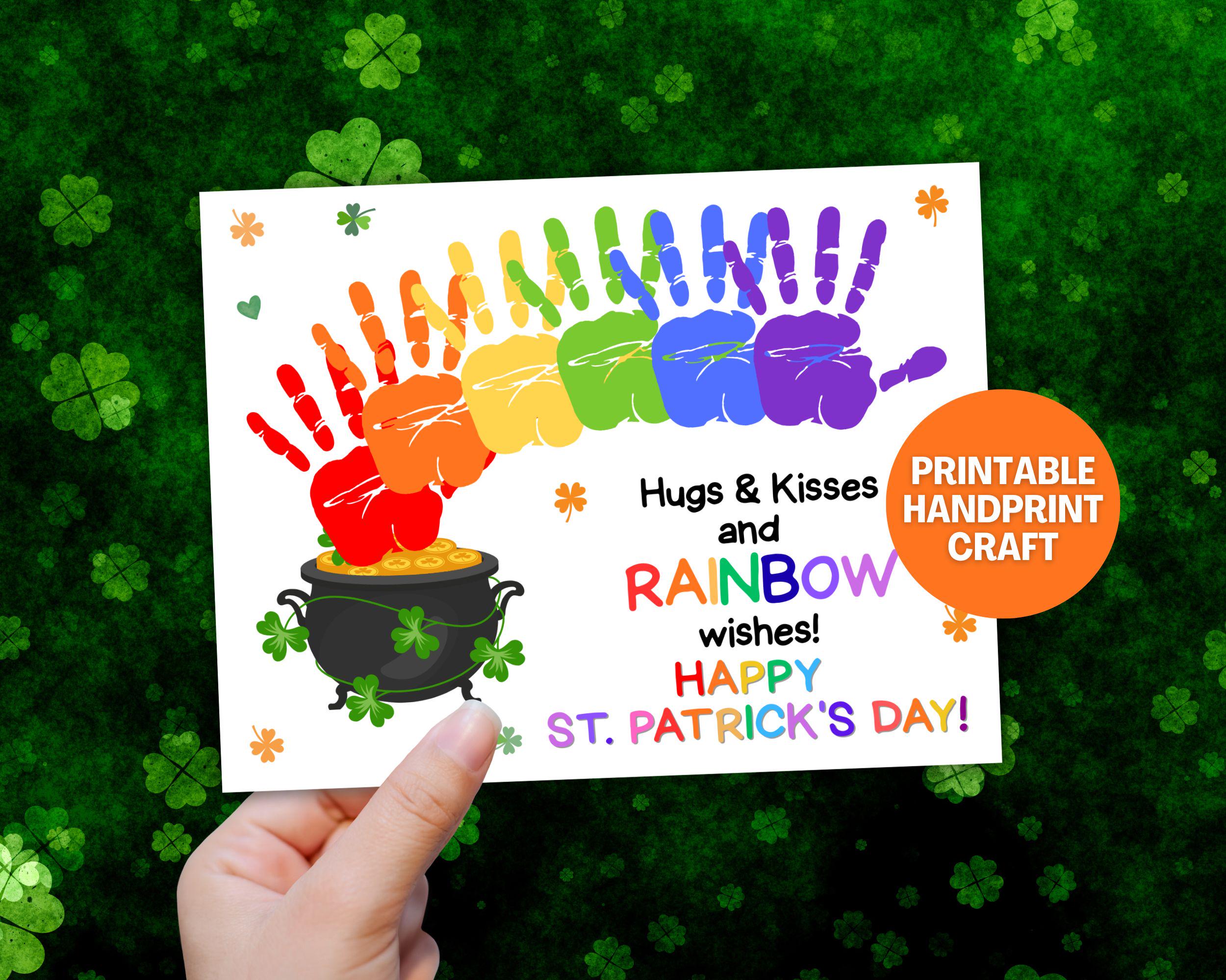 St. Patrick's Day Rainbow Handprint Art, Rainbow Pot of Gold Craft ...
