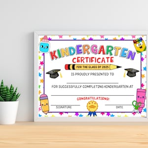 Kindergarten Graduation Certificate Editable, 2025 Graduation ...
