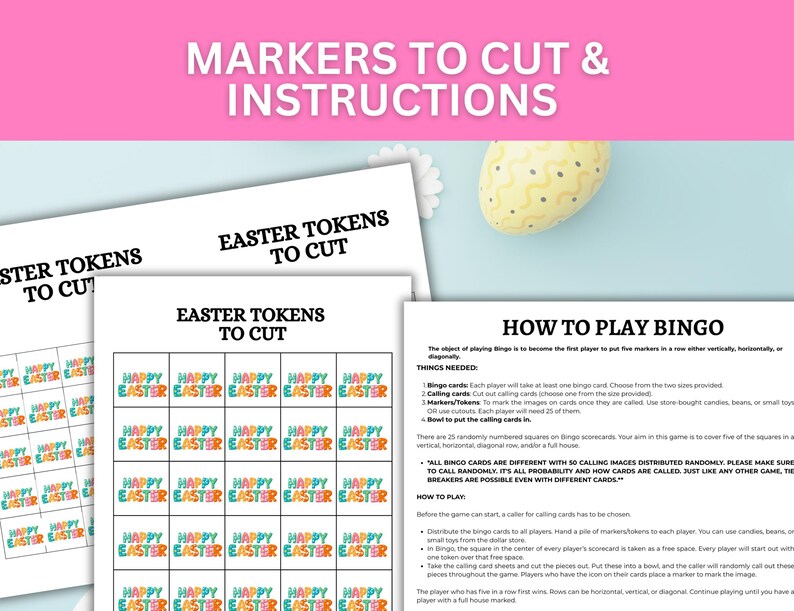50 Easter Bingo Cards, Easter Bingo Game, Easter Activity for Kids ...