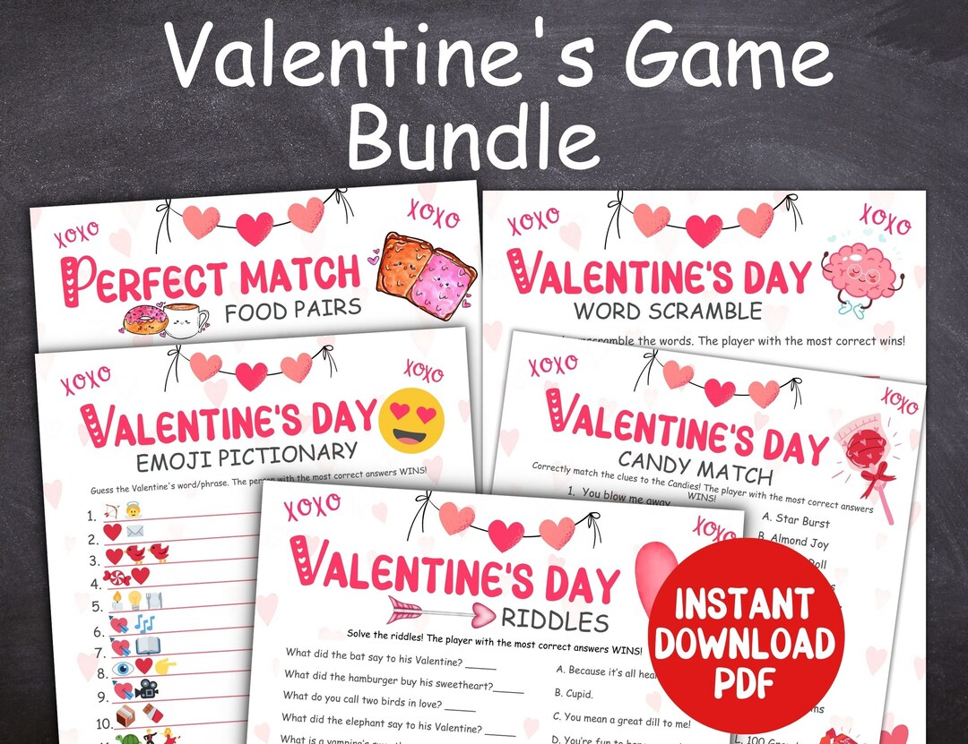 Printable Valentines Games Bundle, Valentines Day Games, Valentines ...