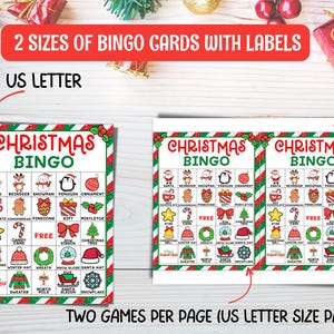 20 Christmas Bingo Cards, Fun Christmas Game, Cute Christmas Bingo for ...