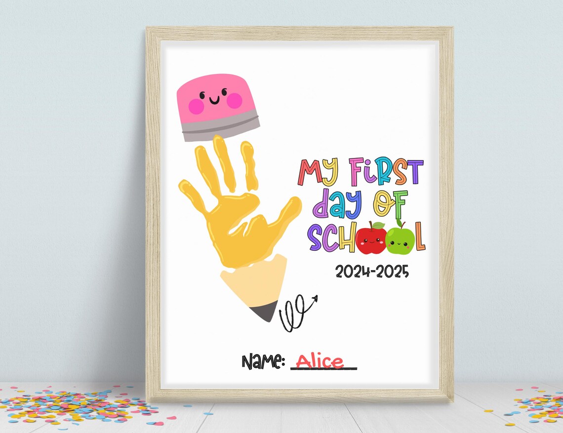 2025 First Day of School Handprint Art, Kindergarten Preschool ...