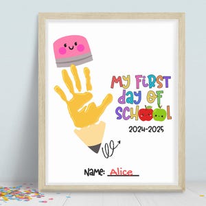 2025 First Day of School Handprint Art, Kindergarten Preschool ...