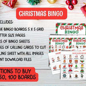 50 Christmas Bingo Cards, Fun Christmas Game, Printable Christmas Bingo ...