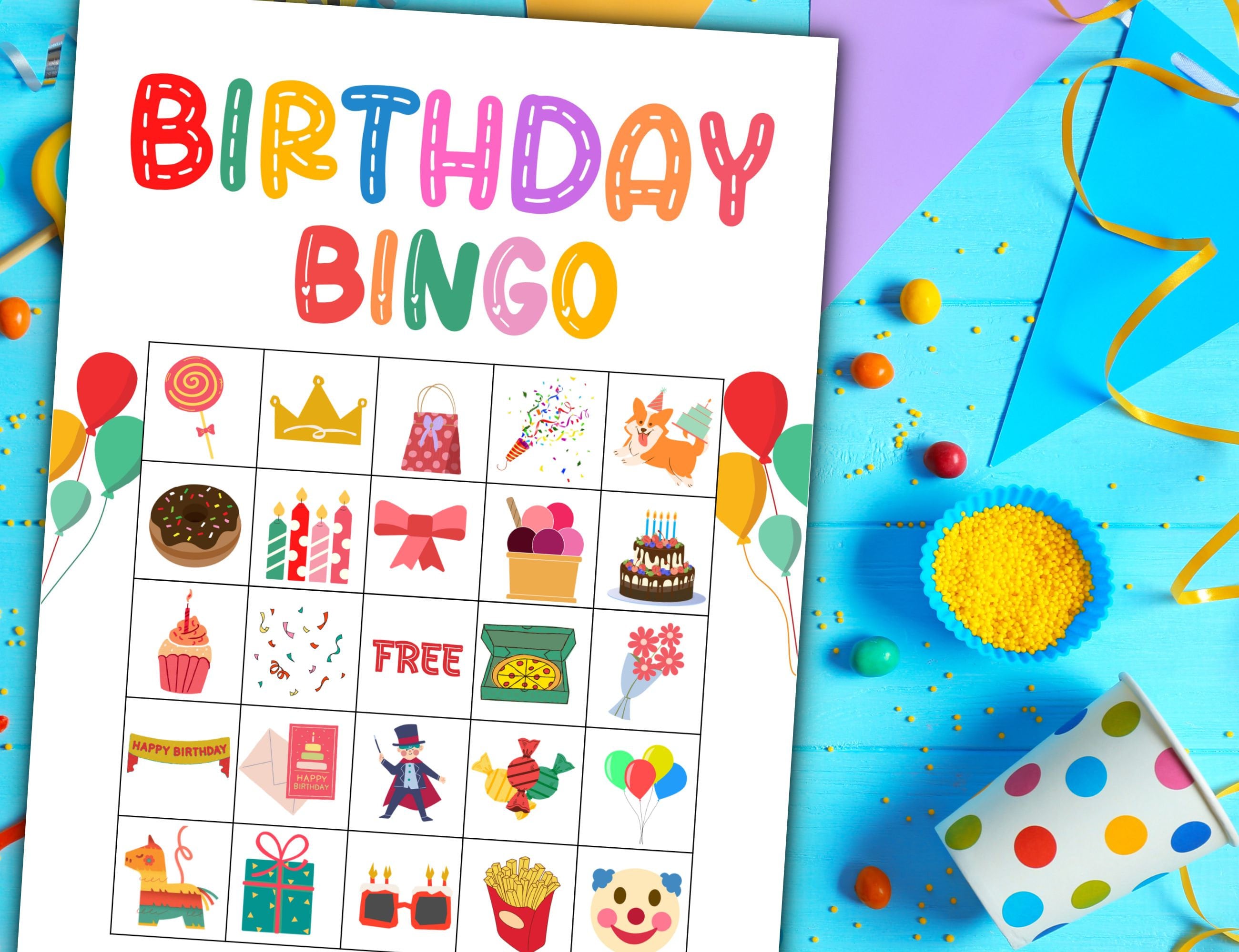 Birthday Bingo, Kids Birthday Party Game, Printable Bingo Game, Fun ...
