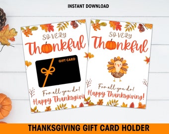 Happy Thanksgiving Printable Gift Card Holderemployee - Etsy