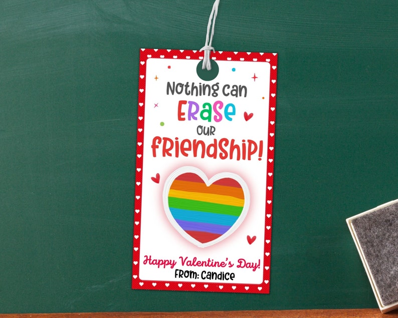 Eraser Valentine Printable Tag, Non Candy Valentines Class Gift, Kids ...