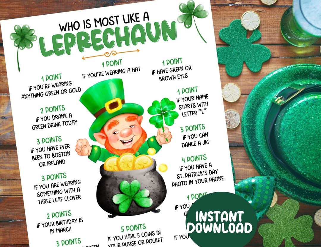 St Patrick's Day Who is Most Like A Leprechaun Game, St Patricks Day ...