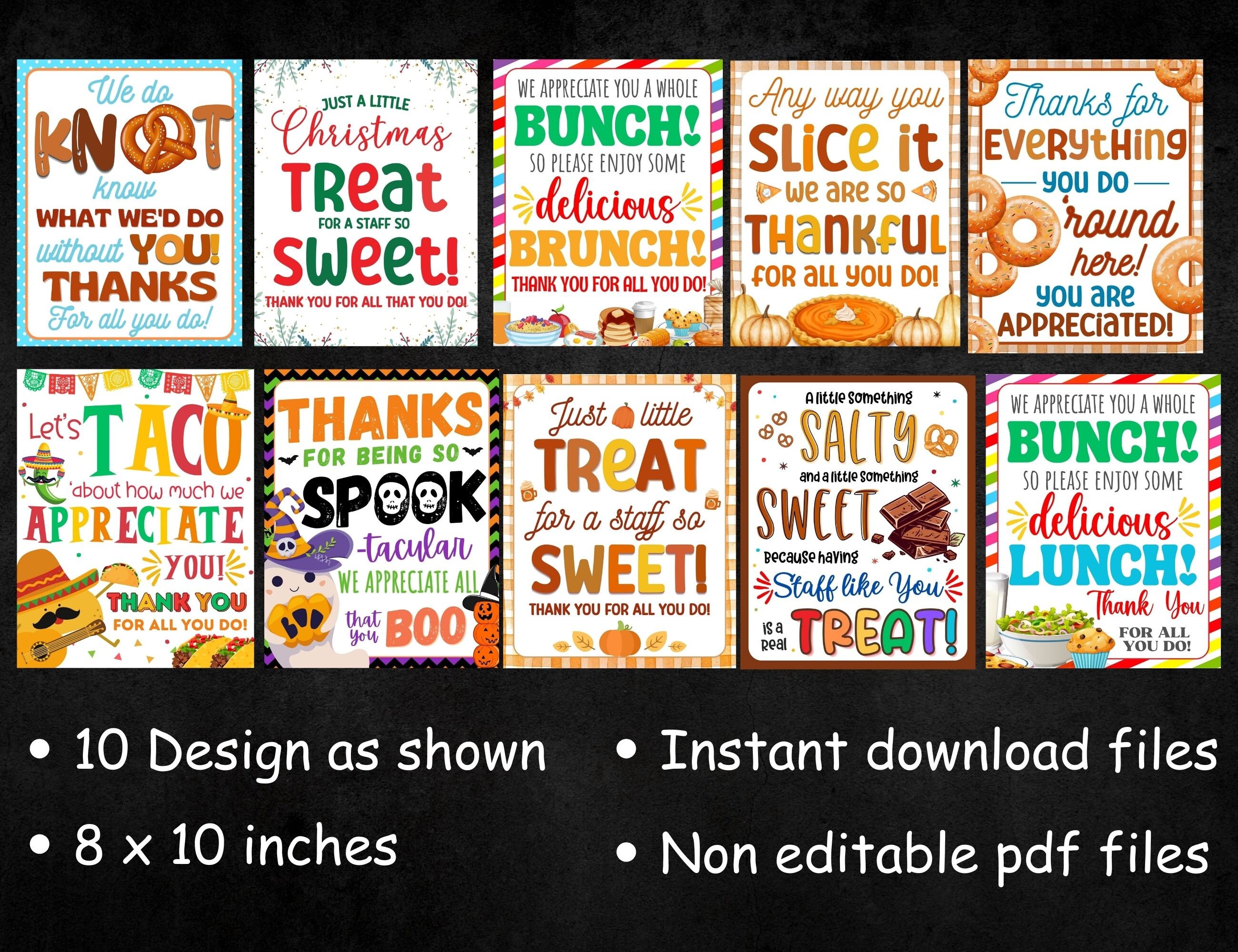 Printable Appreciation Sign Bundle, Teacher Employee Staff Appreciation ...