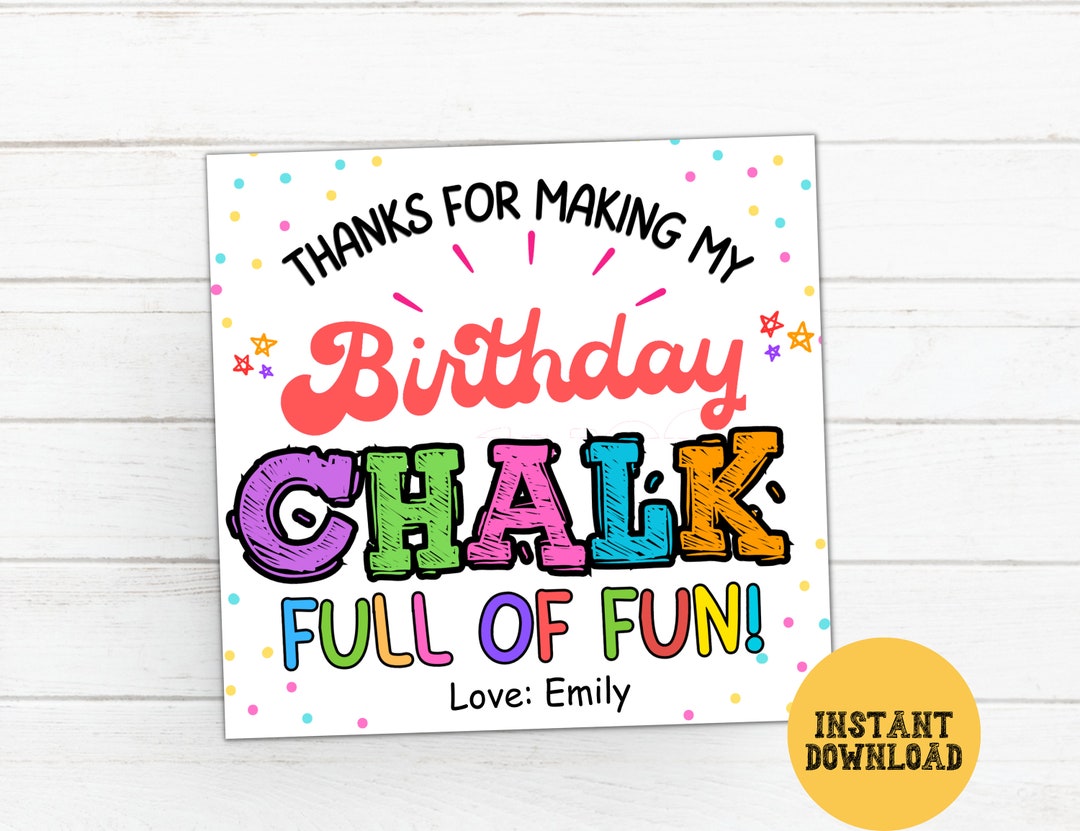 Chalk Full of Fun Tag, Chalk Tags, Summer Birthday Party Favor Tags ...