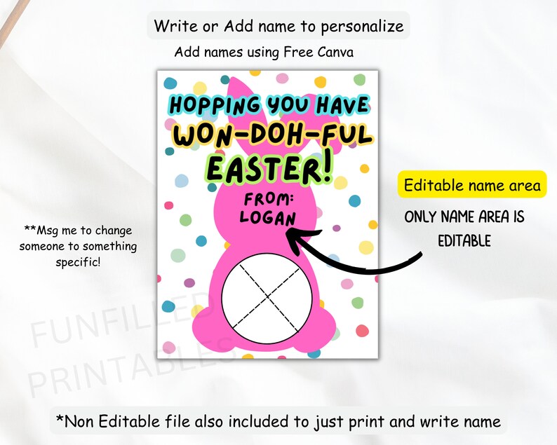 Easter Play Dough Gift Card Printable, Easter Play Doh Holder, Non ...