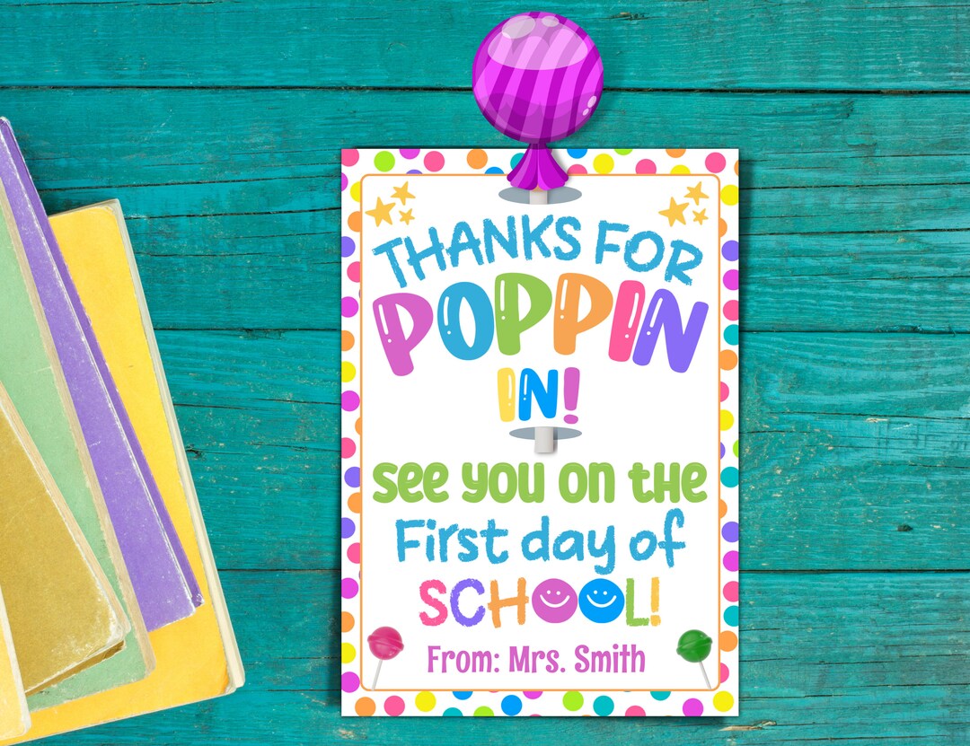 Back to School Lollipop Tag First Day of School Gift Thanks - Etsy