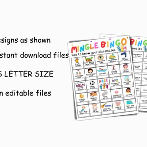 Back to School Bingo, Mix and Mingle Bingo, Get to Know You Icebreaker ...