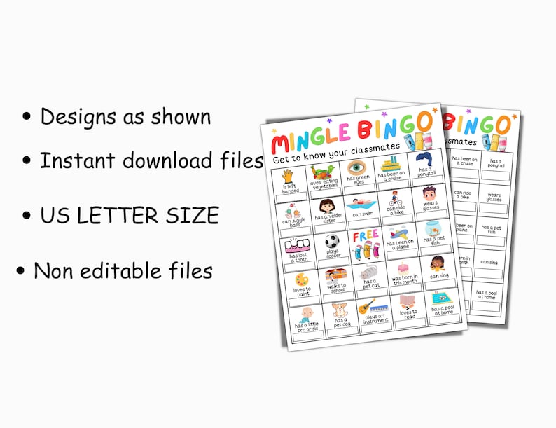 Back to School Bingo, Mix and Mingle Bingo, Get to Know You Icebreaker ...